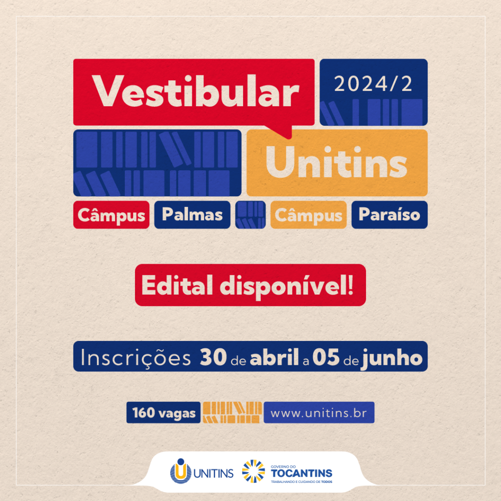 Unitins abre inscrições para Vestibular 2024/2 Unitins abre inscrições para Vestibular 2024/2
